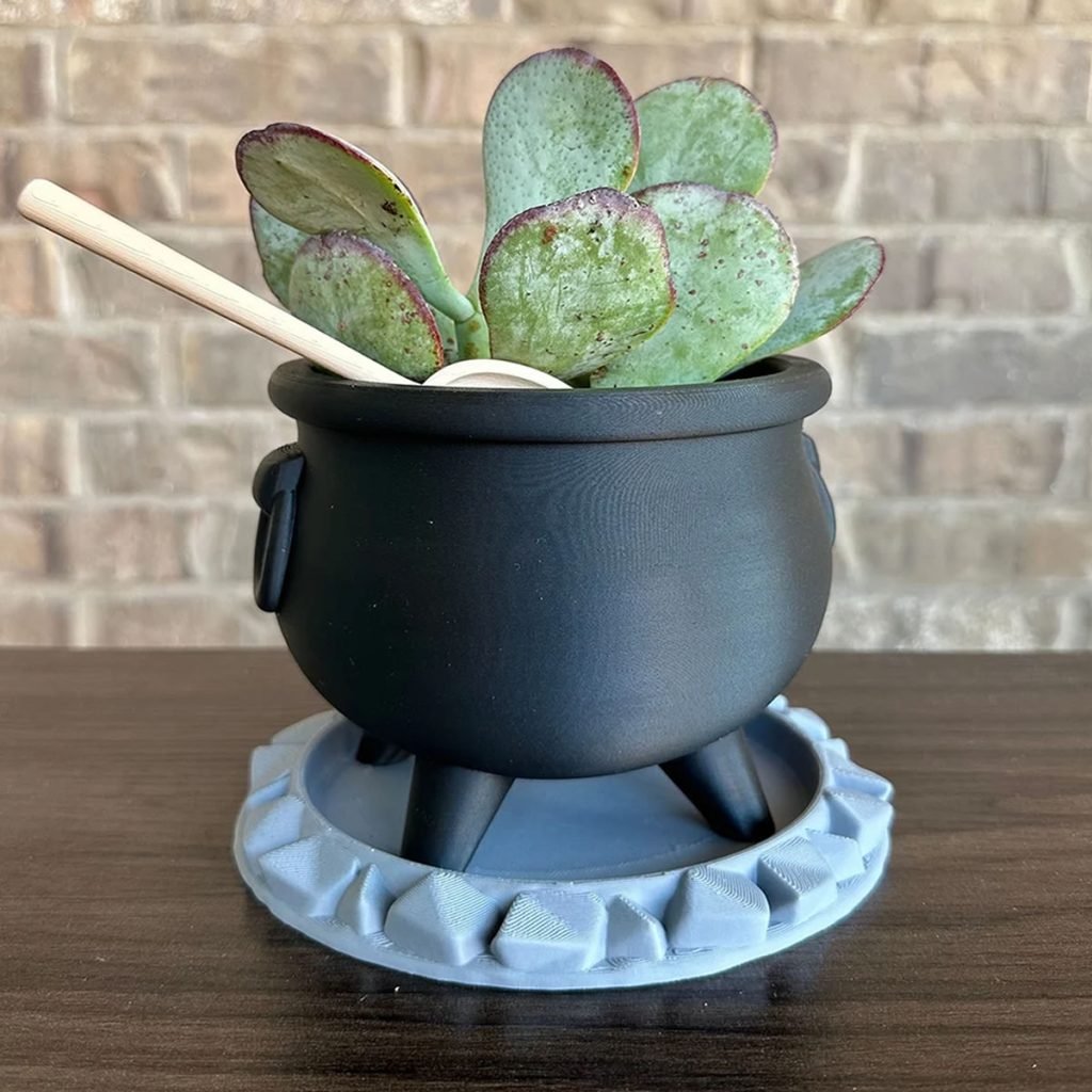 Witch Cauldron Planter – Spooky Cauldron Pot With Drainage Tray & Spoon ...