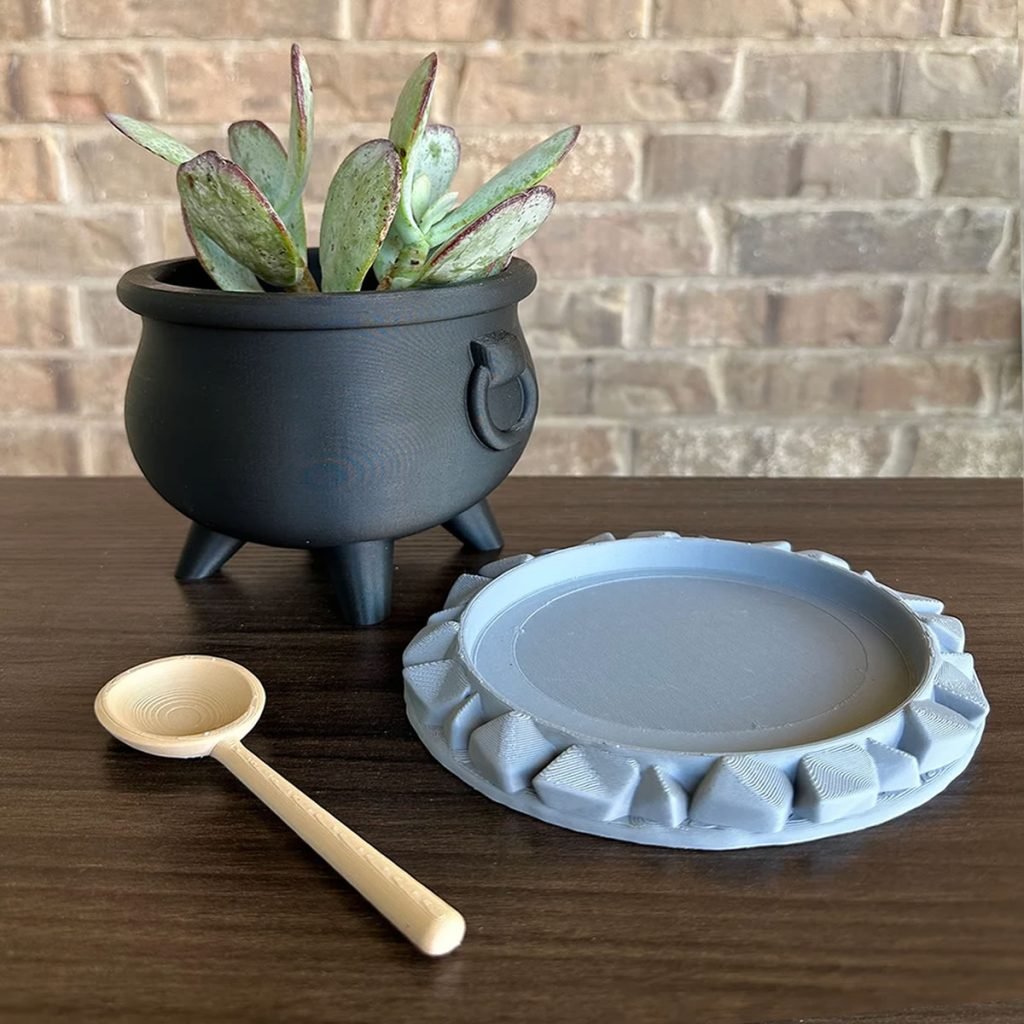 Witch Cauldron Planter – Spooky Cauldron Pot With Drainage Tray & Spoon ...