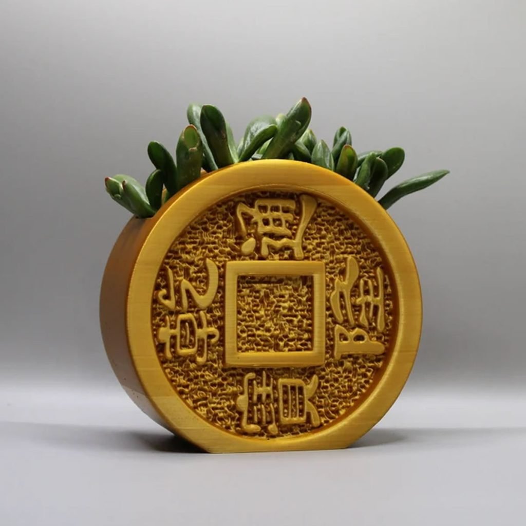 Year Of The Dragon Planter with drainage Chinese coins, Zen Desk ...